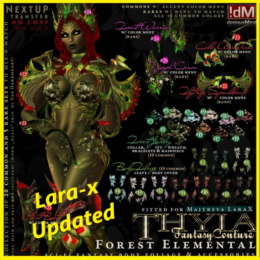 Second Life Marketplace - 17 !dM Thyia **FIRE IVY** Jewelry (BOX LaraX)